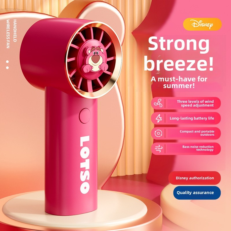 Lotso Small Fan Portable Disney Strawberry Bear Handheld Electric Fan ...