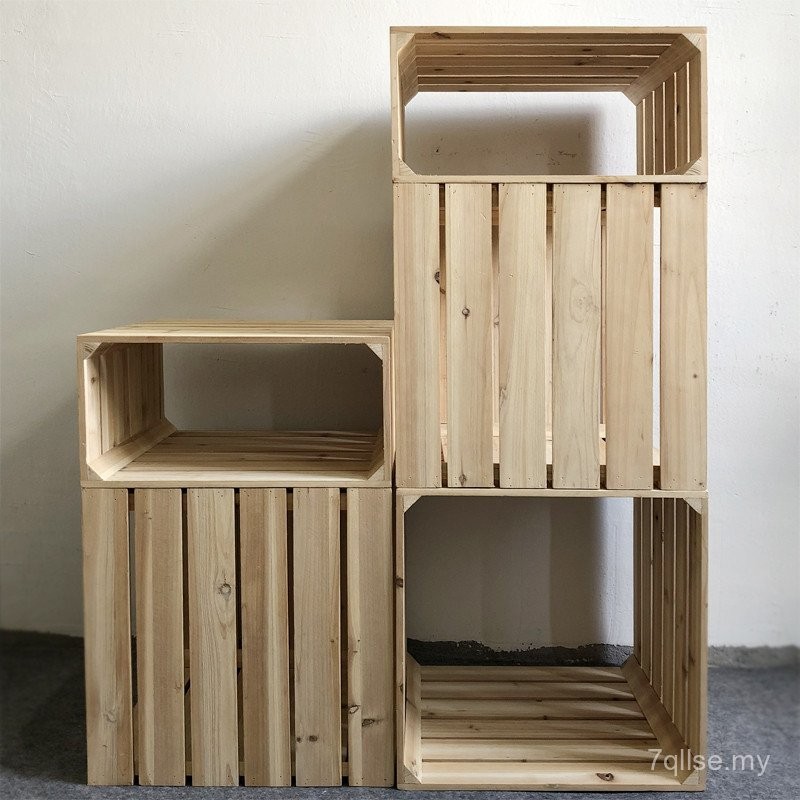 Gabungan sederhana rak simpanan kayu pepejal rak buku bunga lantai rak ...