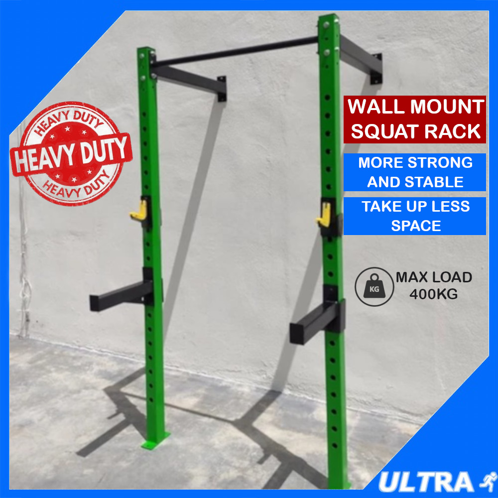 Wall Mounted Rig Crossfit Squat Rack Barbell Holder J Cups Spotter Arms ...