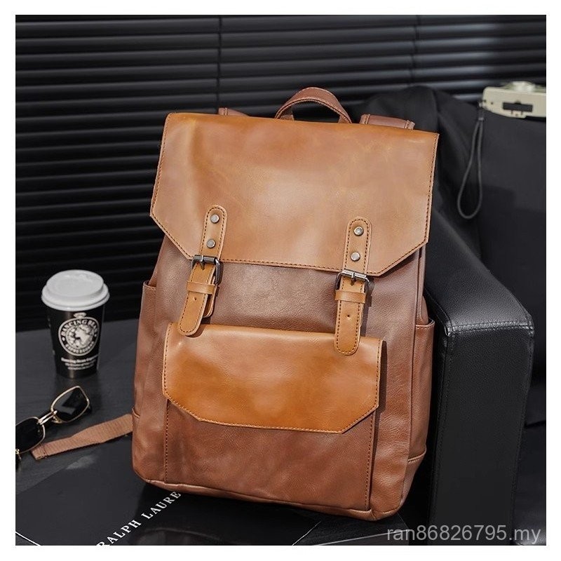 [2024 LATEST] Casual Backpacks Korean Men Laptop Bags Leather Man ...