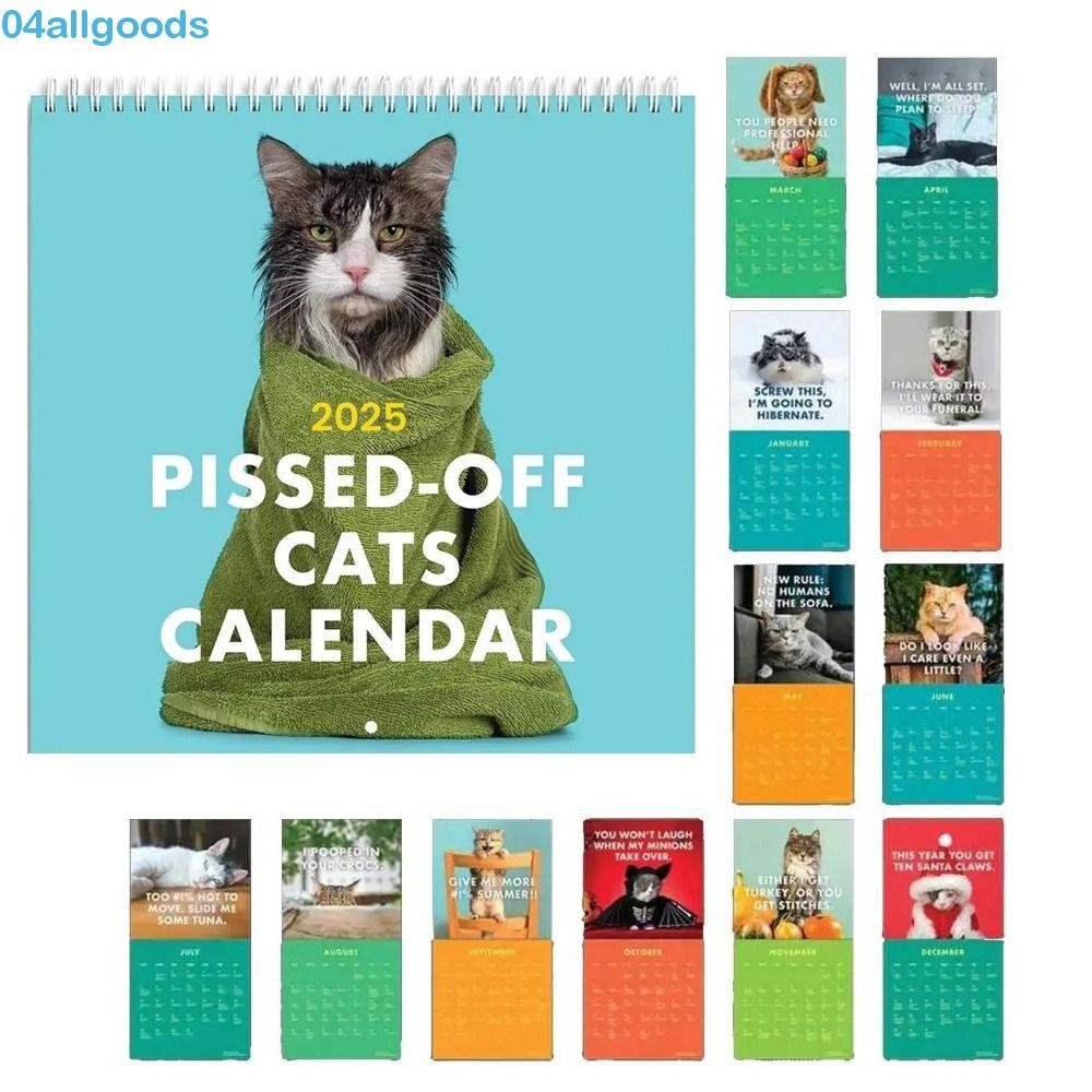 ALLGOODS Cute Angry Cat Calendar, Creative Cartoon 2025 Pissed-Off Cats ...