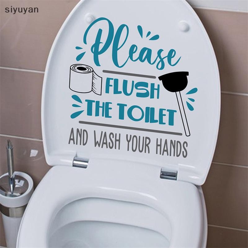 Si Flush The Toilet PVC Toilet Stickers Creative Washroom Toilet ...