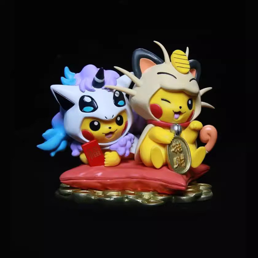 Pokemon Little Fire Horse Lucky Cat COS Pika Figure Boxed Ornaments ...