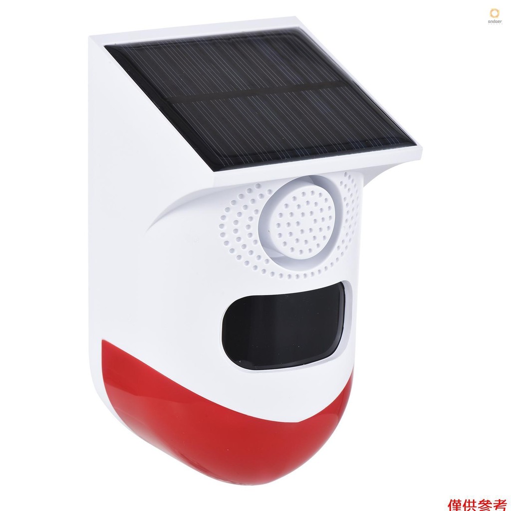 Solar Motion Sensor Alarm Outdoor Alarm 120dB Loud Siren LED Strobe ...