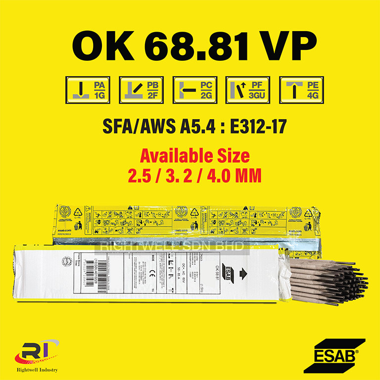 ESAB OK 68.81 Stainless Steel Electrode – High Alloy Duplex (E312-17 ...