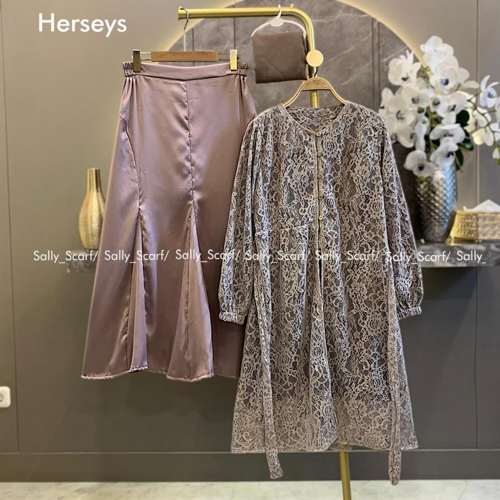 Sally Scarf Set 2 in 1 Tasya Set skirt brackets + 4 sided HIJAB + lace ...