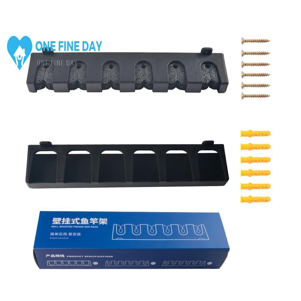 Fishing Rod Holder Stand Kit 6 Holes Black Abs Plastic Rack Horizontal ...