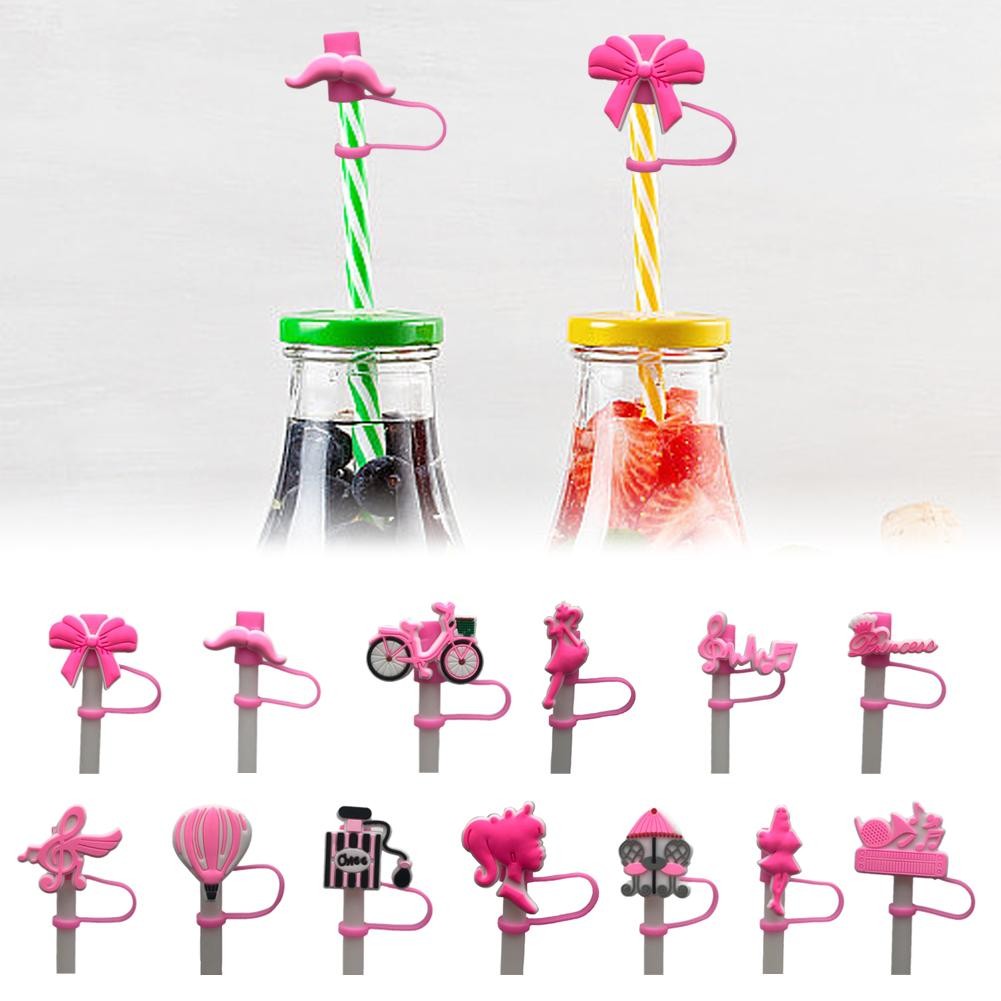 Fashion Pink Sweetheart Cartoon Straw Cover Cute Barbie Pvc Plug ...