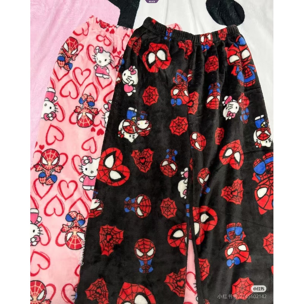 Kawaii Hello Kitty Spider-Man Y2k Flannel Women's Loose New Warm ...