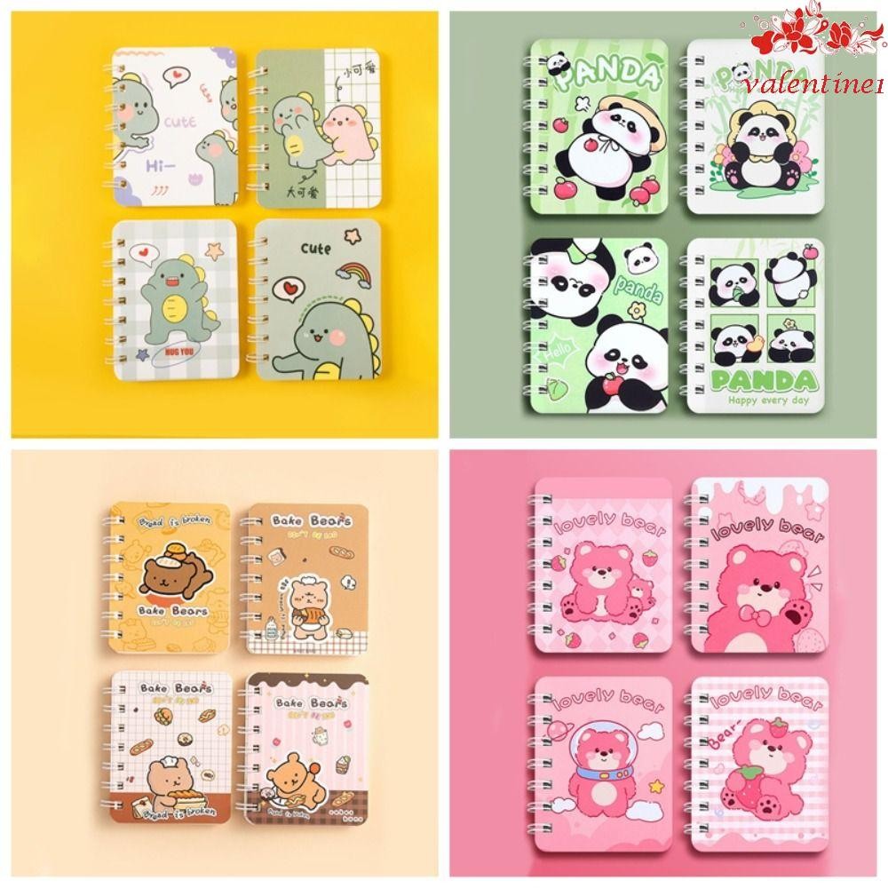 VALENTINE1 4Pcs Cute A7 Notebook, Strawberry Bear Panda Mini Pocket ...