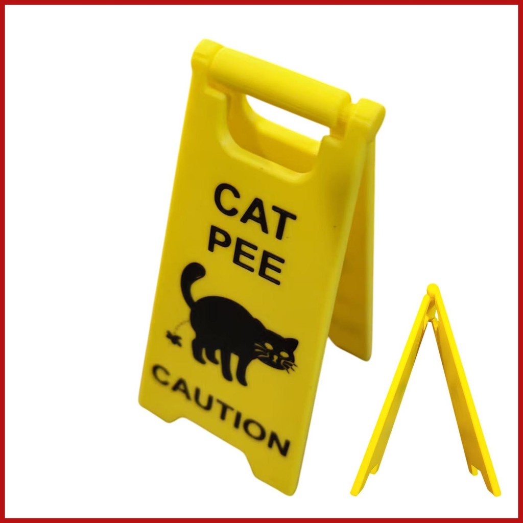 Cat Pee Caution Sign Kitten Urine Sign Desk Decor 3D Printed Cat Pee ...