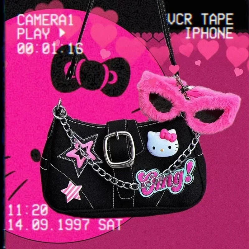 Sanrio HelloKitty Niche Spicy Y2k Chain Baguette Bag Underarm Bag Sweet ...