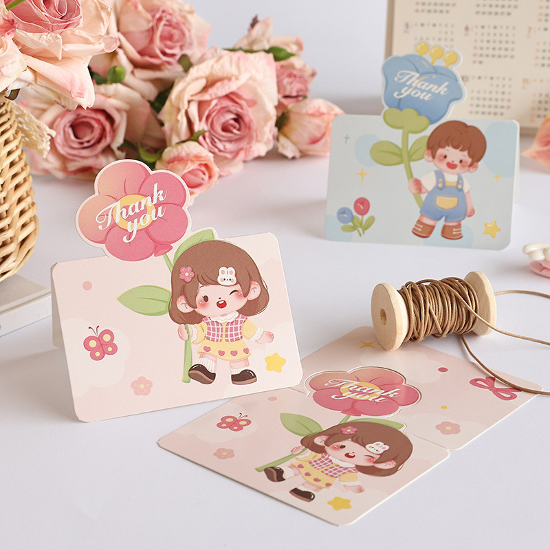 5pcs Cute cartoon bouquet greeting card Teacher's Day thank you card ...