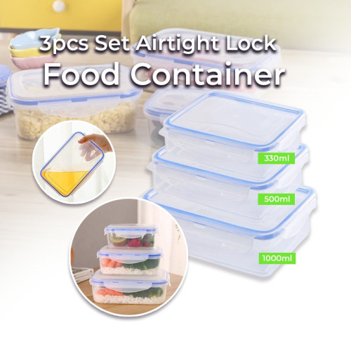 Stackable Transparent Airtight Lock Seal Food Containers Set of 3 ...