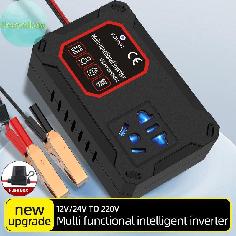 Peacellow Car Power Inverter 200W 12V/24V To 220V Converter Charger ...