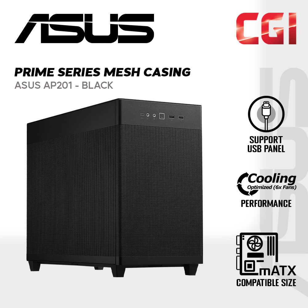 Asus Prime AP201 Micro ATX Mesh Edition Casing - Black | Shopee Malaysia
