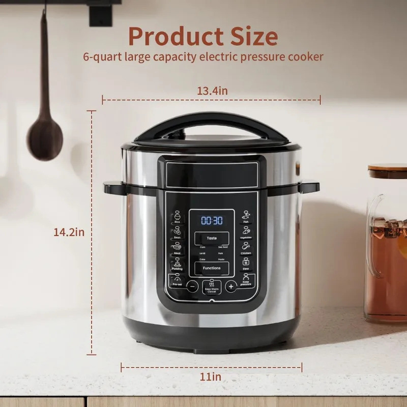9-in-1 Electric Pressure Cooker 6 Quart, 14 Presets Instant Multi ...