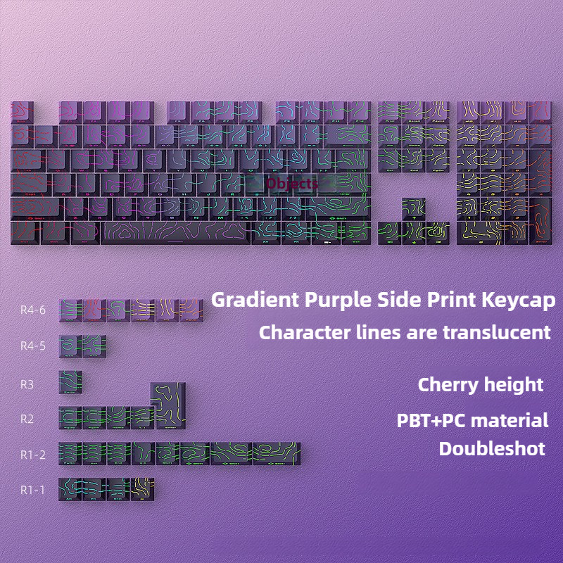 Purple Gradient Contour Keycaps 4.0 Side Print Cherry Profile PBT ...