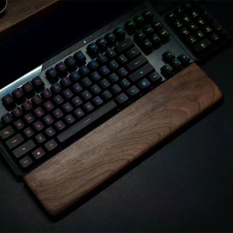 High-End Keyboard Rest Solid Wood Wrist Rest Mouse Bottom Rest Black ...