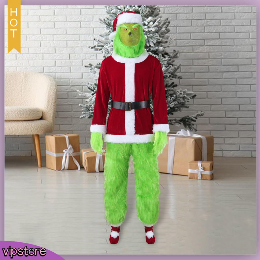 (VIP) Santa Claus Outfit Festive Holiday Costume Set Green Cartoon ...