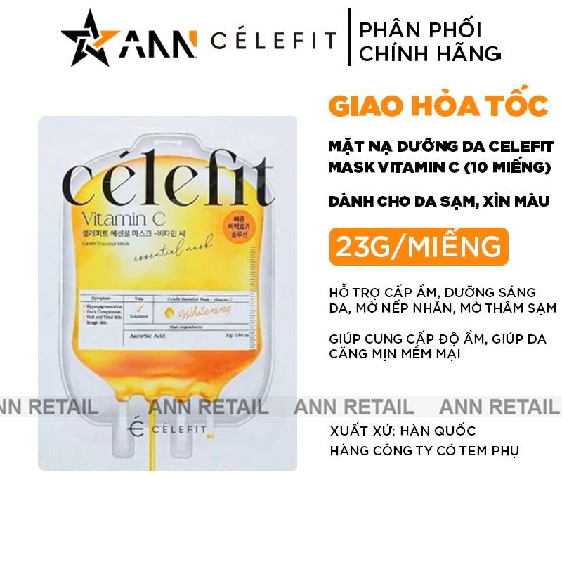 Celefit Essential Mask Vitamin C Helps Whiten Dark Skin 23g Box of 10 ...
