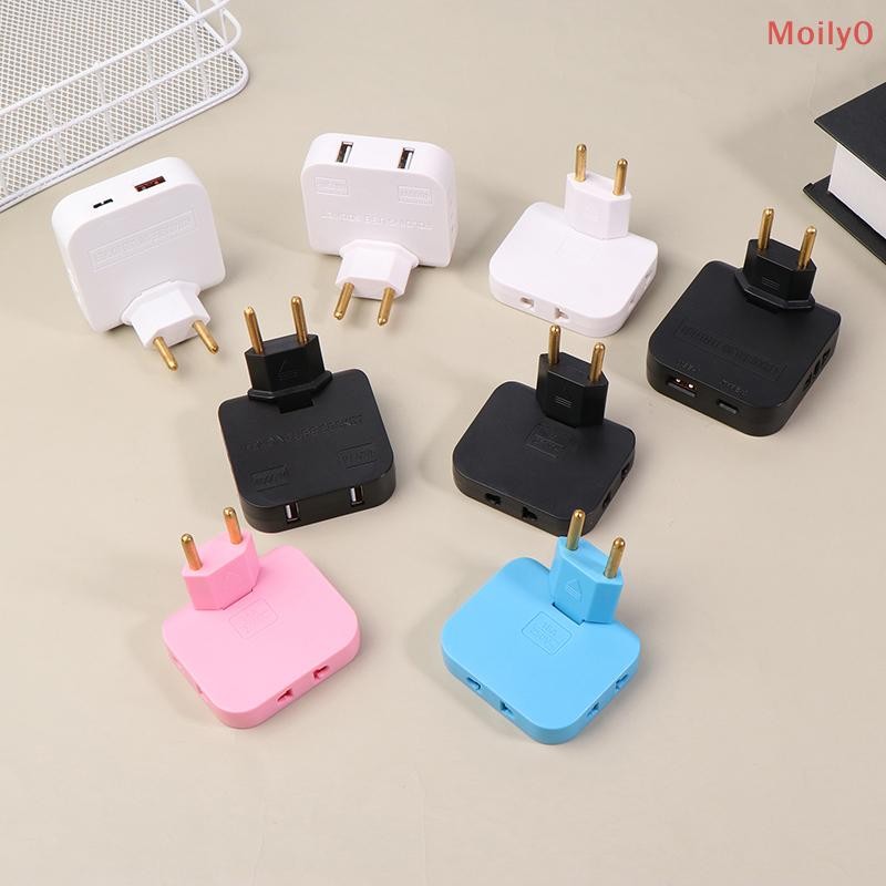 {Moily0} 180 Degree Rotatable Socket 3-in-1 EU Plug Converter Travel EU ...