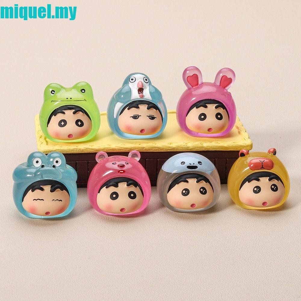 MIQUEL 7pcs Crayon Shin-chan Luminous Figurine, Crafts Nohara ...