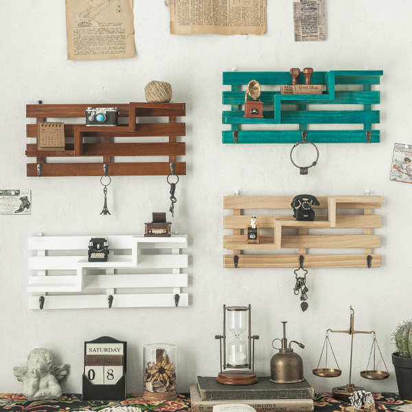 tempat gantung kunci Pintu masuk gaya Amerika, dinding kayu pepejal ...