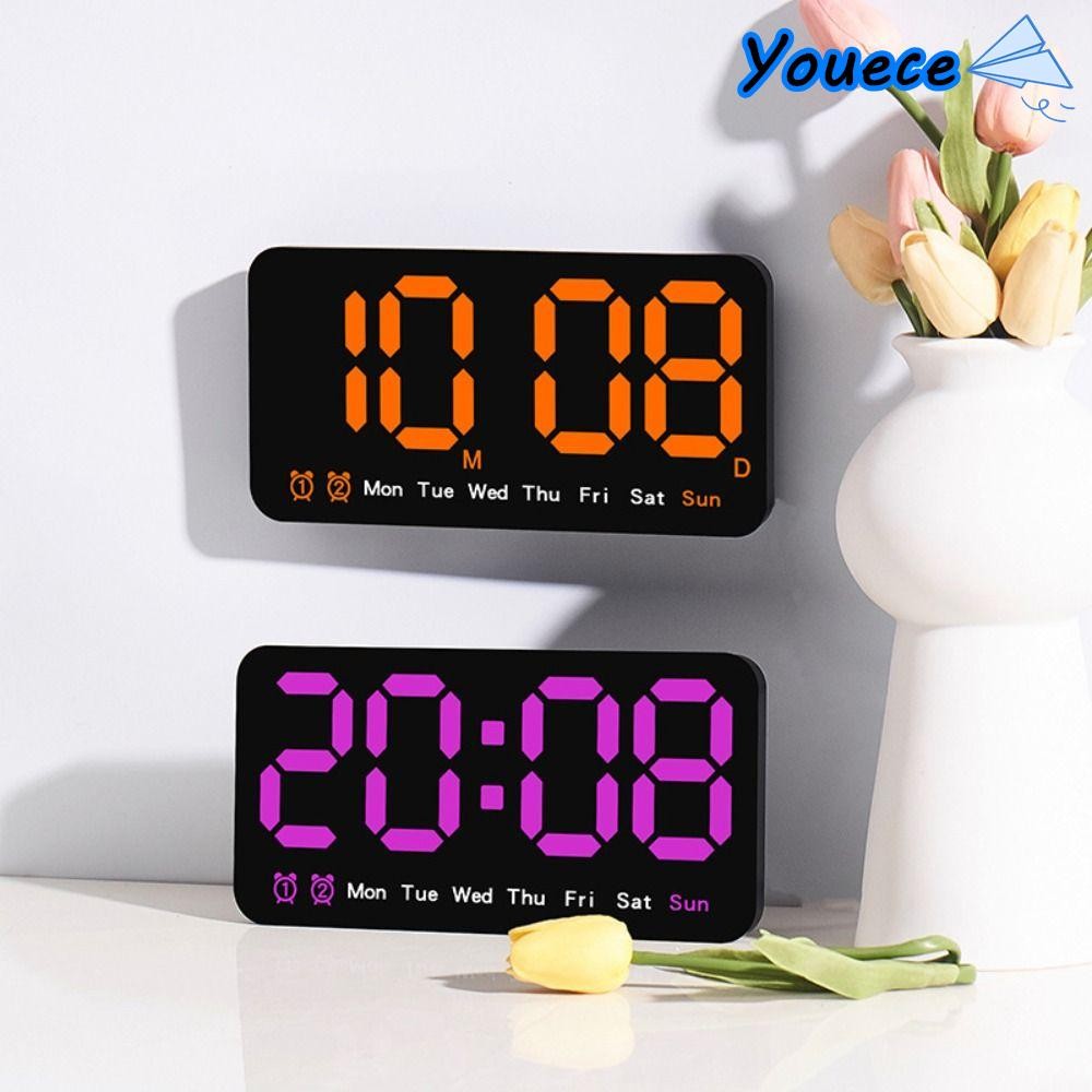 YOUECE Electronic Wall Clock, Wall-mounted Home Digital LED Clocks, DST ...