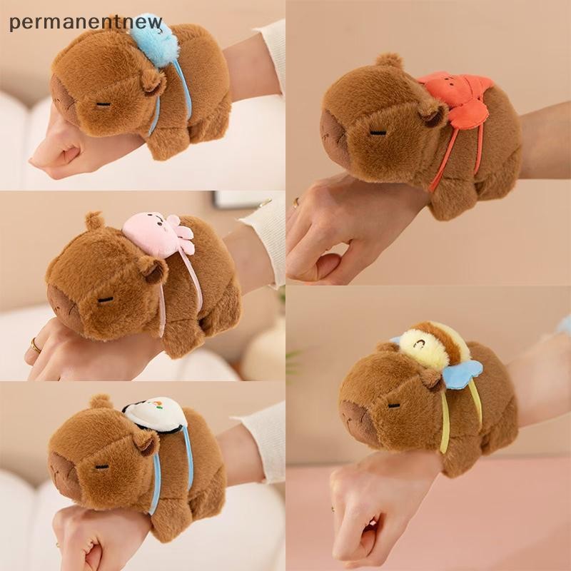 [PEMY] Lovely Capybara Animal Slap Snap Wrap Wristband Bracelet Plush Stuffed Animal Kawaii ...