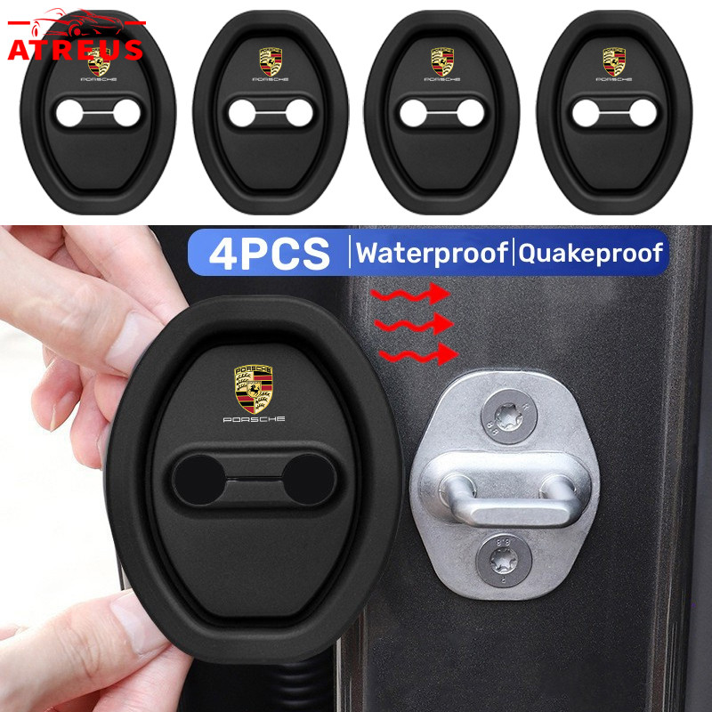 4Pcs Porsche Car Door Lock Protection Cover Silicone Door Lock Shock ...