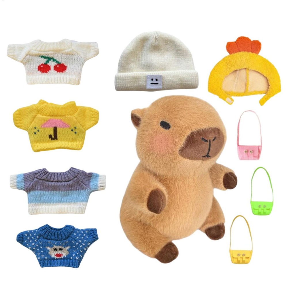 Capybara Plush 9.06in Capybara Plush Toy Set with Clothes Cartoon Dress ...