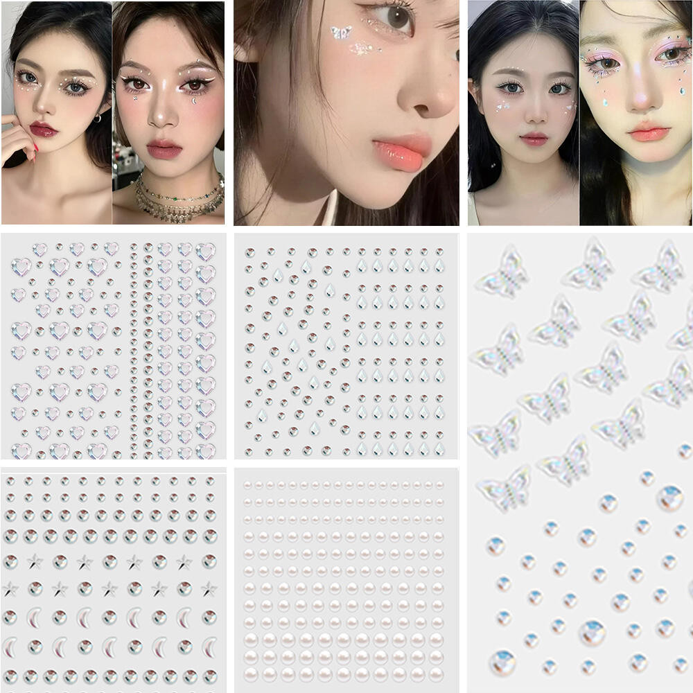 1Set DIY Facial Stickers Star Moon Eye/Face Sticker for Kids Crystal ...