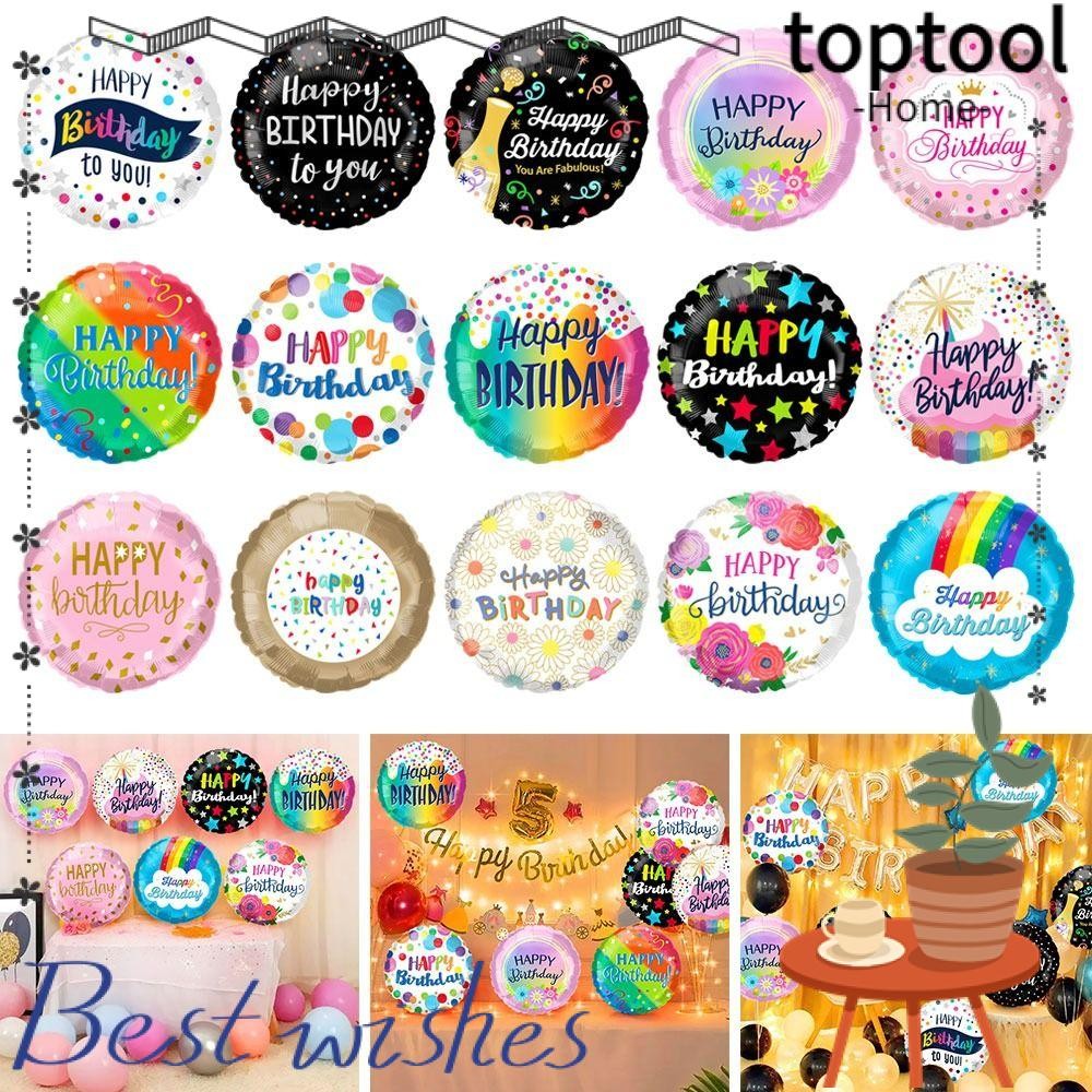 TOPTOOL 10pcs Happy Birthday Balloons, Colorful Aluminum Film Round ...