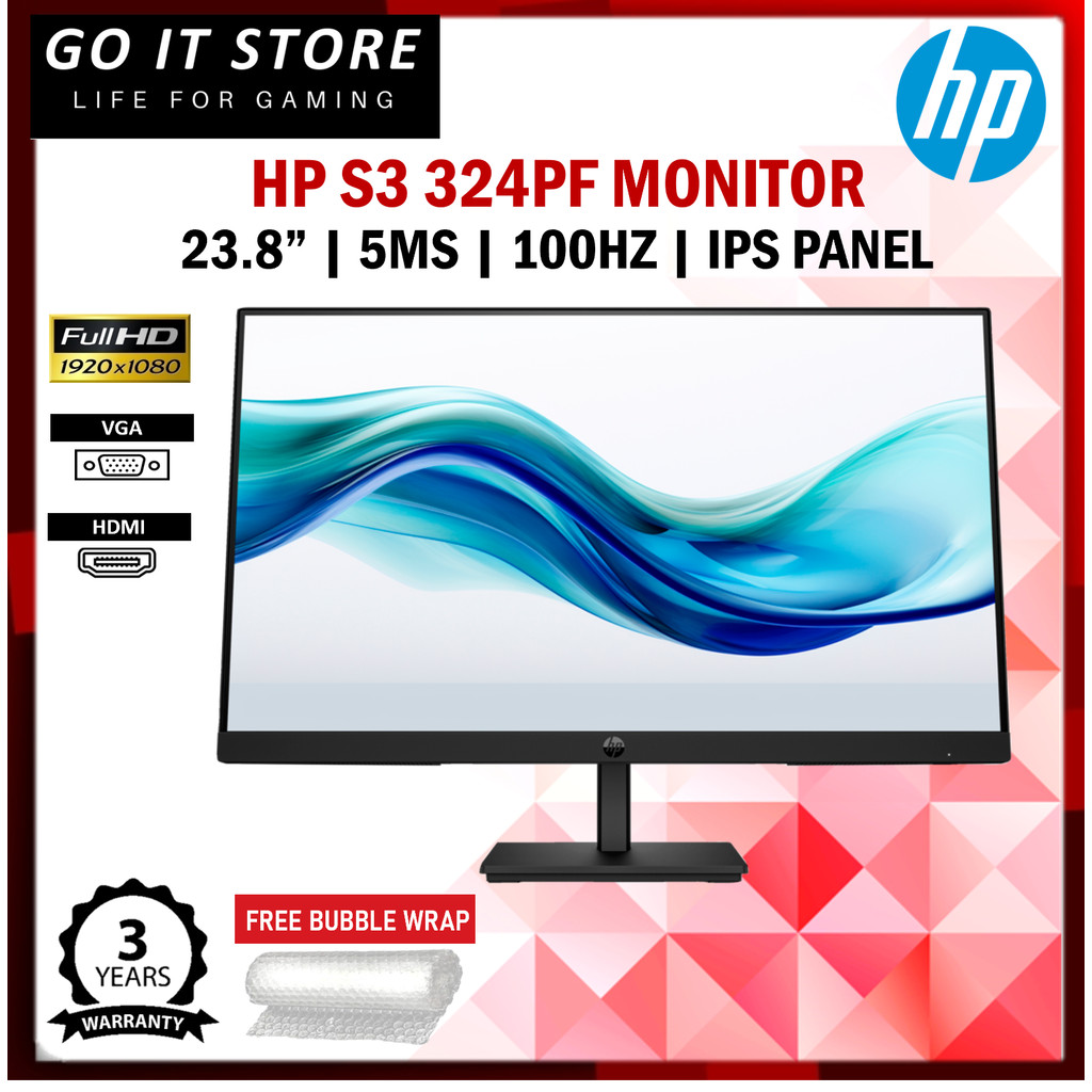 HP Series 3 324pf Pro 23.8" FHD 1080p 100Hz 5ms Low Blue Light IPS ...