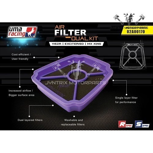 AIR FILTER UMA RACING LC135 Y15 Y16 BELANG Fi VF3i RS150 RSX R15 V3 ...