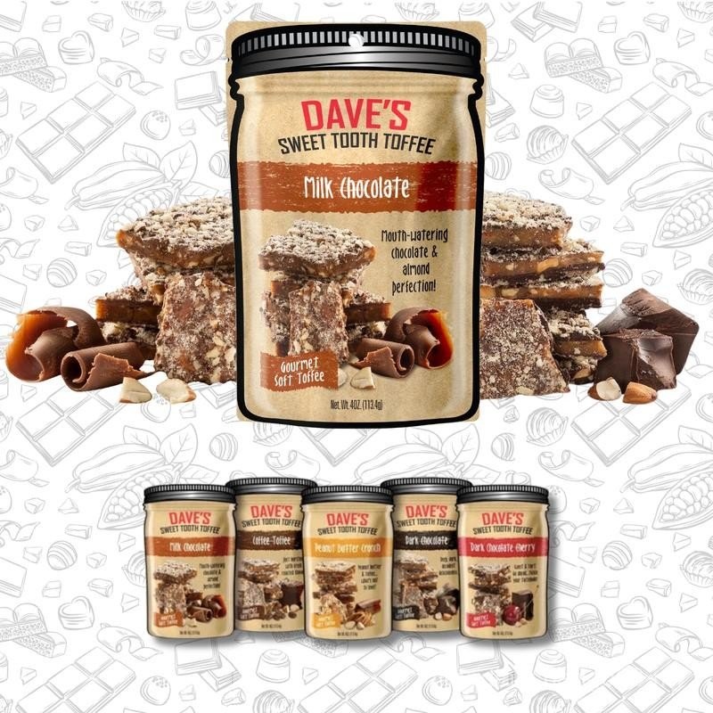 Small Batch Toffee, 1/4lb Pouch - Dave's Sweet Tooth - Award Winning ...