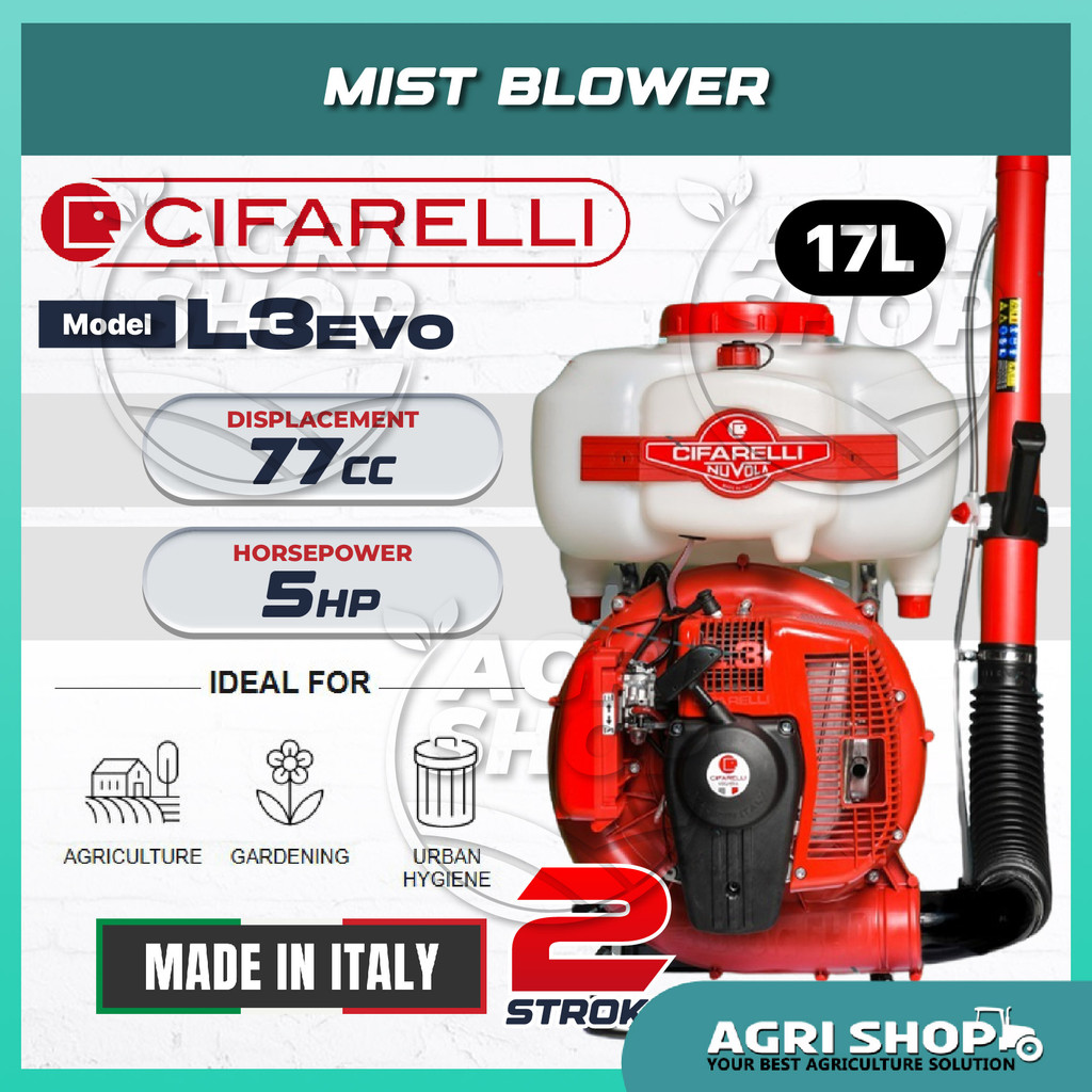 Agrishop CIFARELLI Mist Blower L3Evo Pump Sprayer | 5hp 77cc 17Liter ...