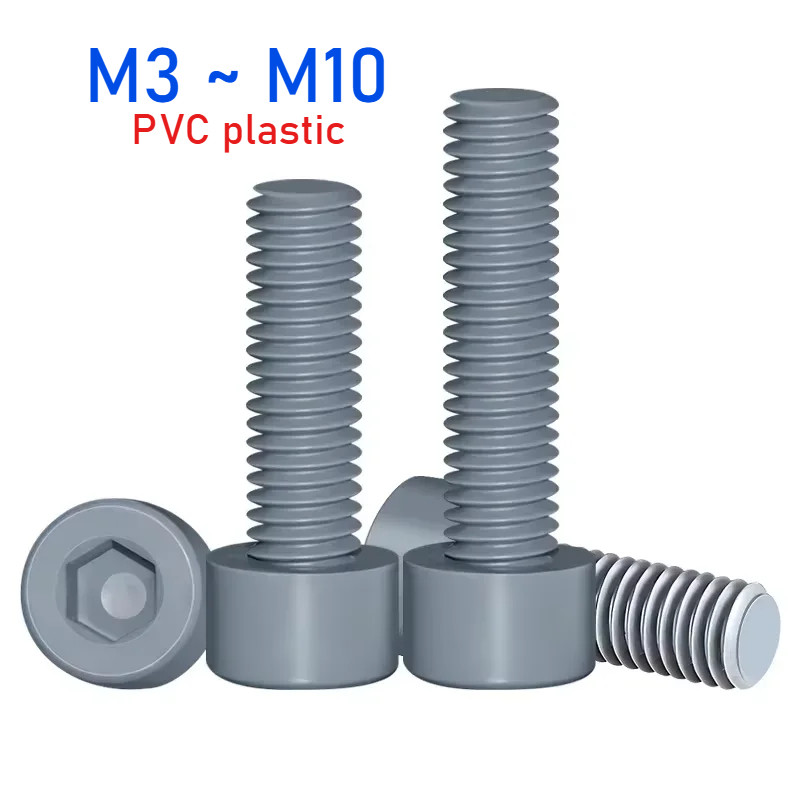 Grey PVC Cup Head Hexagon Socket Screw M3 M4 M5 M6 M8 M10 Resistant ...