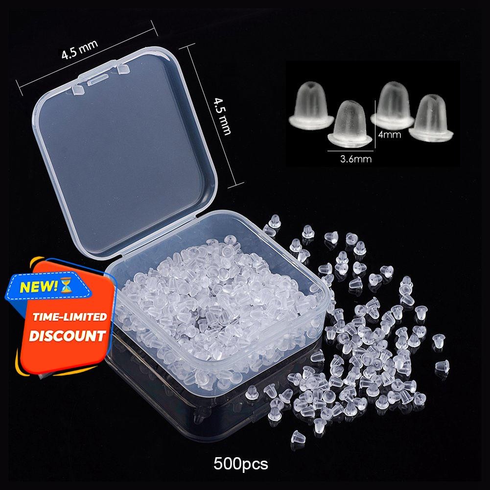 500pcs Silicone Earring Backs - Universal Rubber Stoppers for Ear Stud ...
