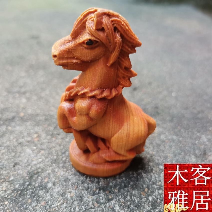 Yabo Wood Carving Horse Handle Piece Crafts Horse to Success Horse ...