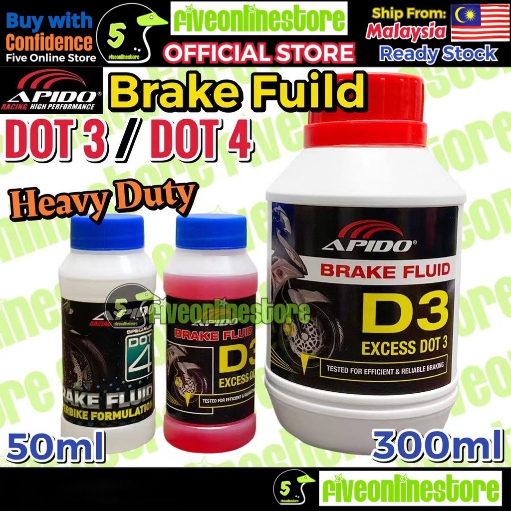 APIDO Brake Fluid Oil D3 D4 Minyak Brek Brake APIDO Dot 3 Dot 4 50ml ...