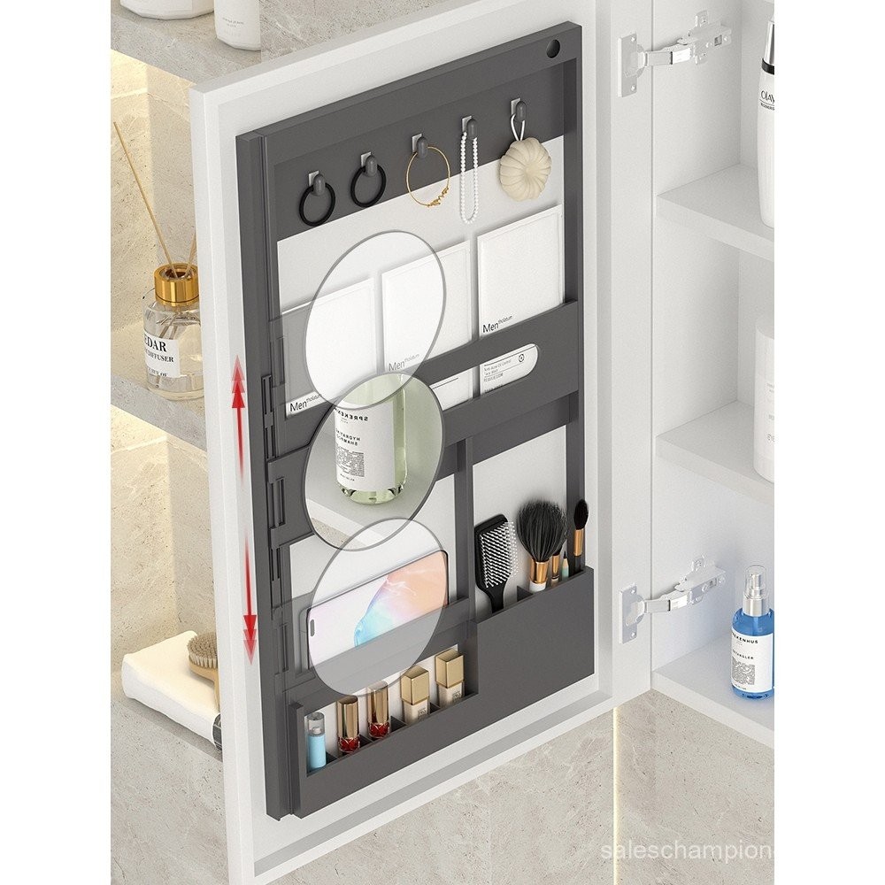 Mirror Cosmetic Storage Rack Perforation-Free Bathroom Cabinet Mirror ...