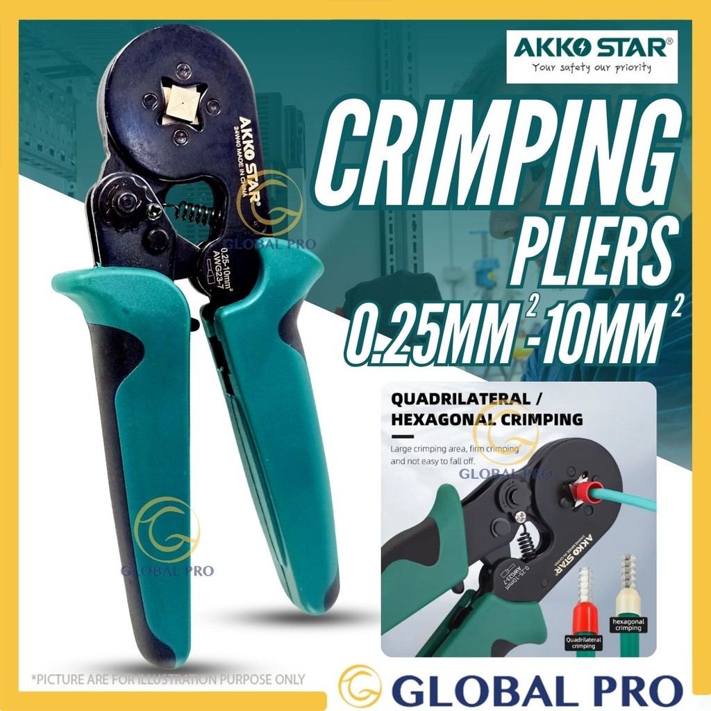 AKKO STAR Crimping Pliers 0.25-10mm² Iron Nickel Alloy Jaws Cable ...