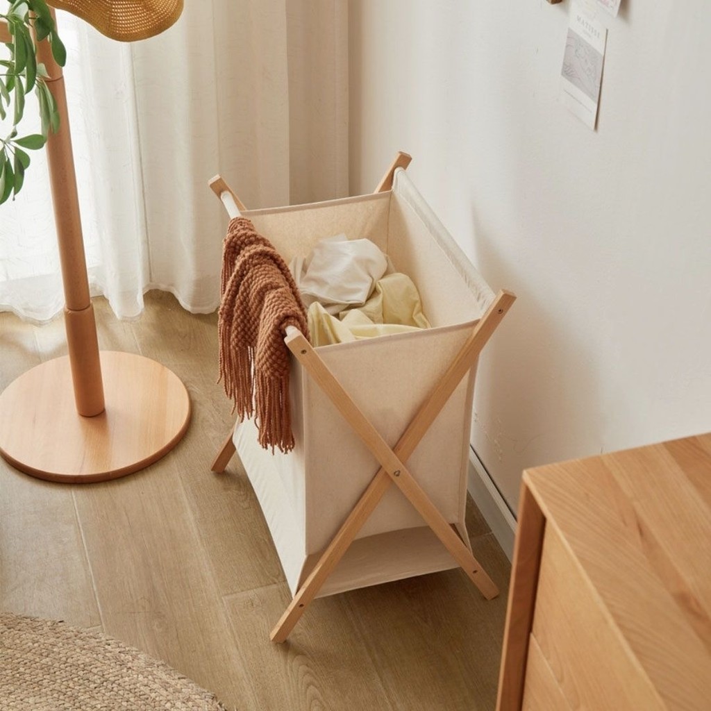 CLA Folding ARI Wood Sales】Solid 【SG Bedroom Bedside Dirty Storage ...