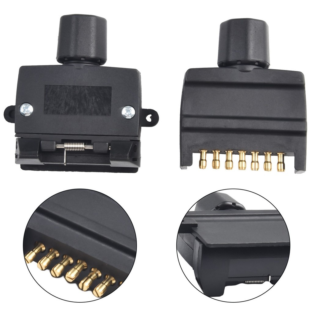 [GRKN] 7 Pin Flat Trailer Plug Male & Female Socket Set Caravan Boat ...