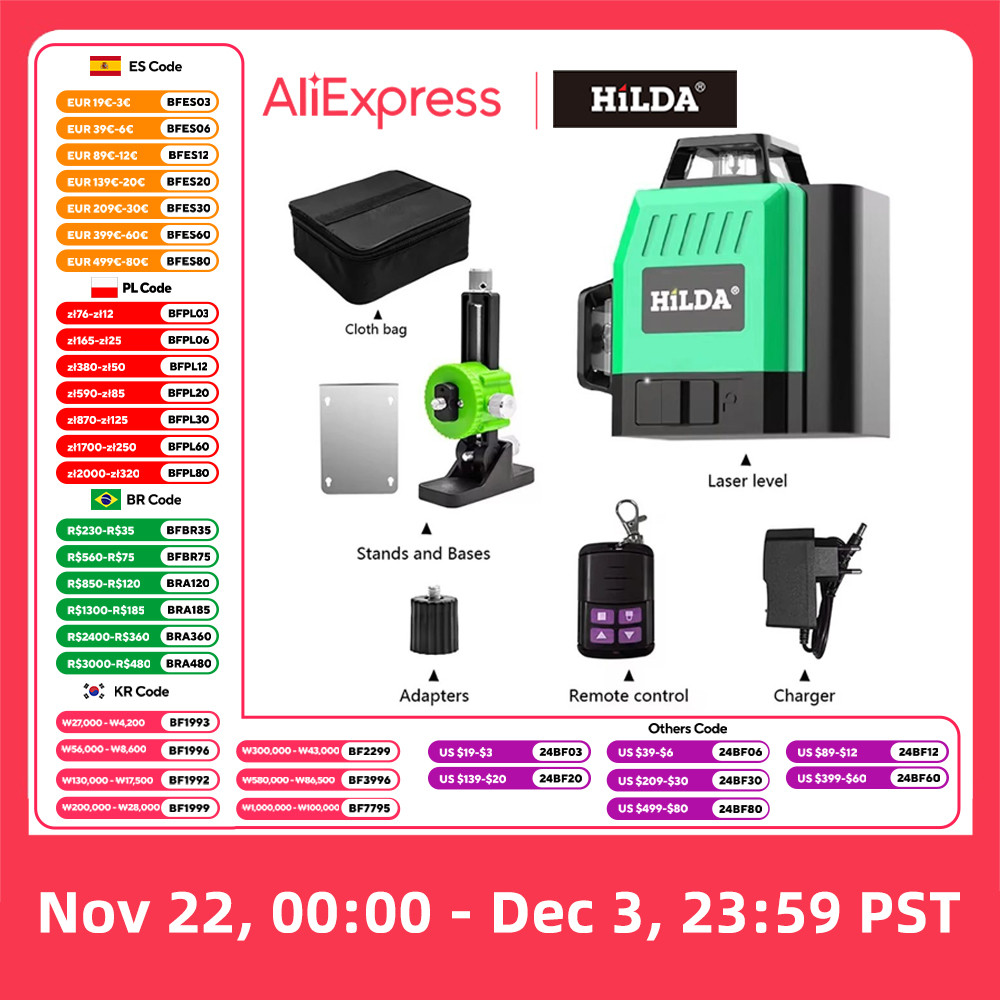 HILDA Laser Level Mini 12 Lines 3D Self-Leveling 360 Horizontal And ...
