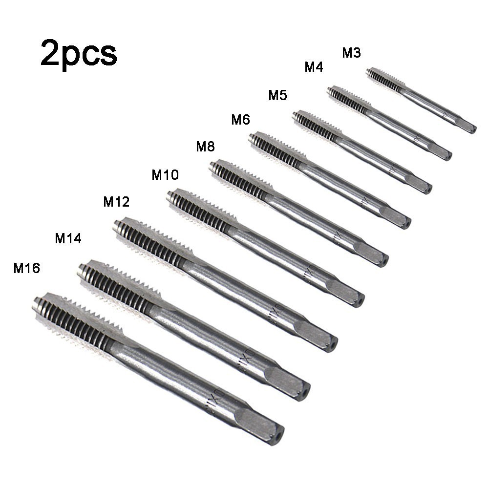 2pcs M3-M16 HSS Screw Tap Drill Bit Set Straight Flute Plug Tap Hand ...