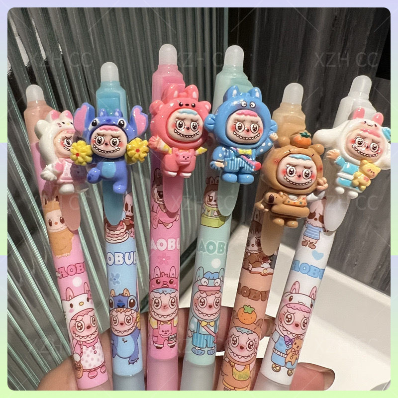 Labubu New Style Press Erasable ins Style Gel Pen Cartoon Student 0.5mm ...