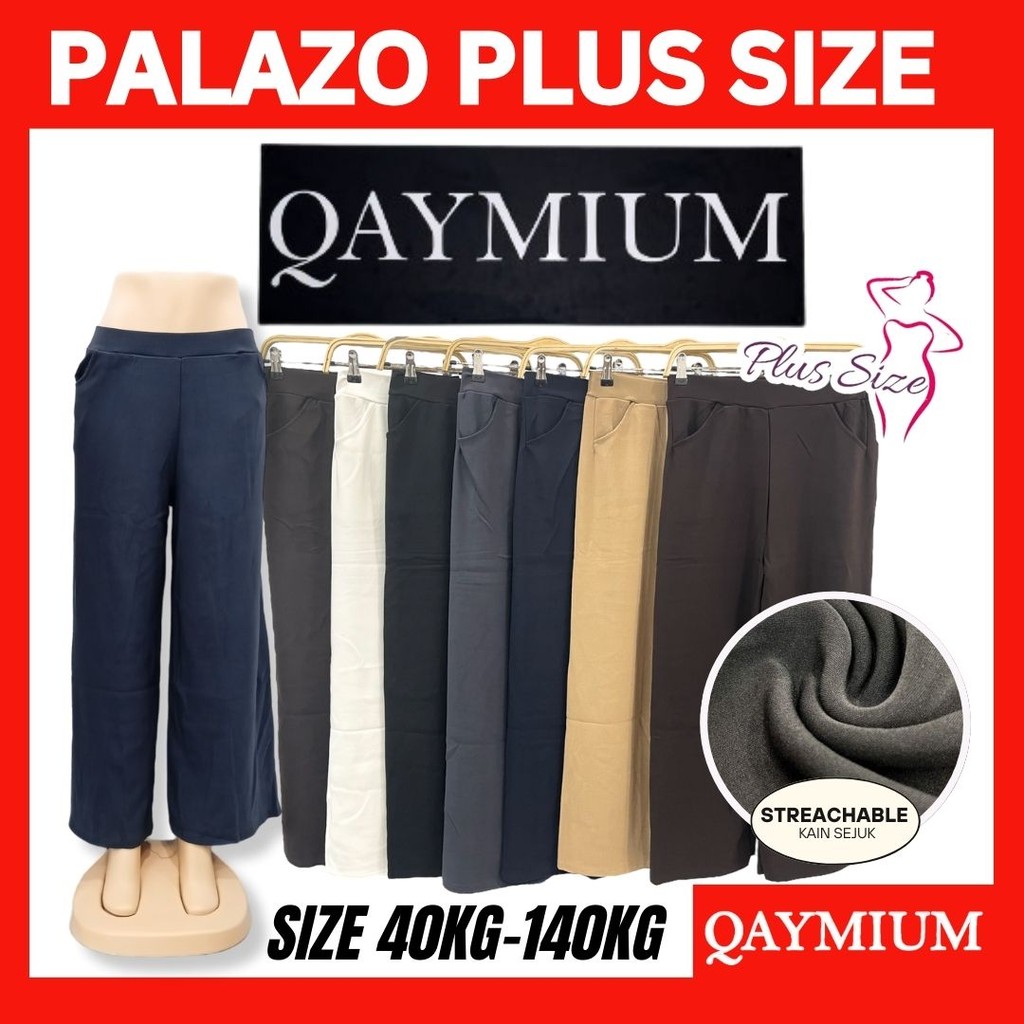 SPQM_ SELUAR PALAZO SCUBA SPANDEX Plus Size XXXXXXXL Polyster Seluar ...